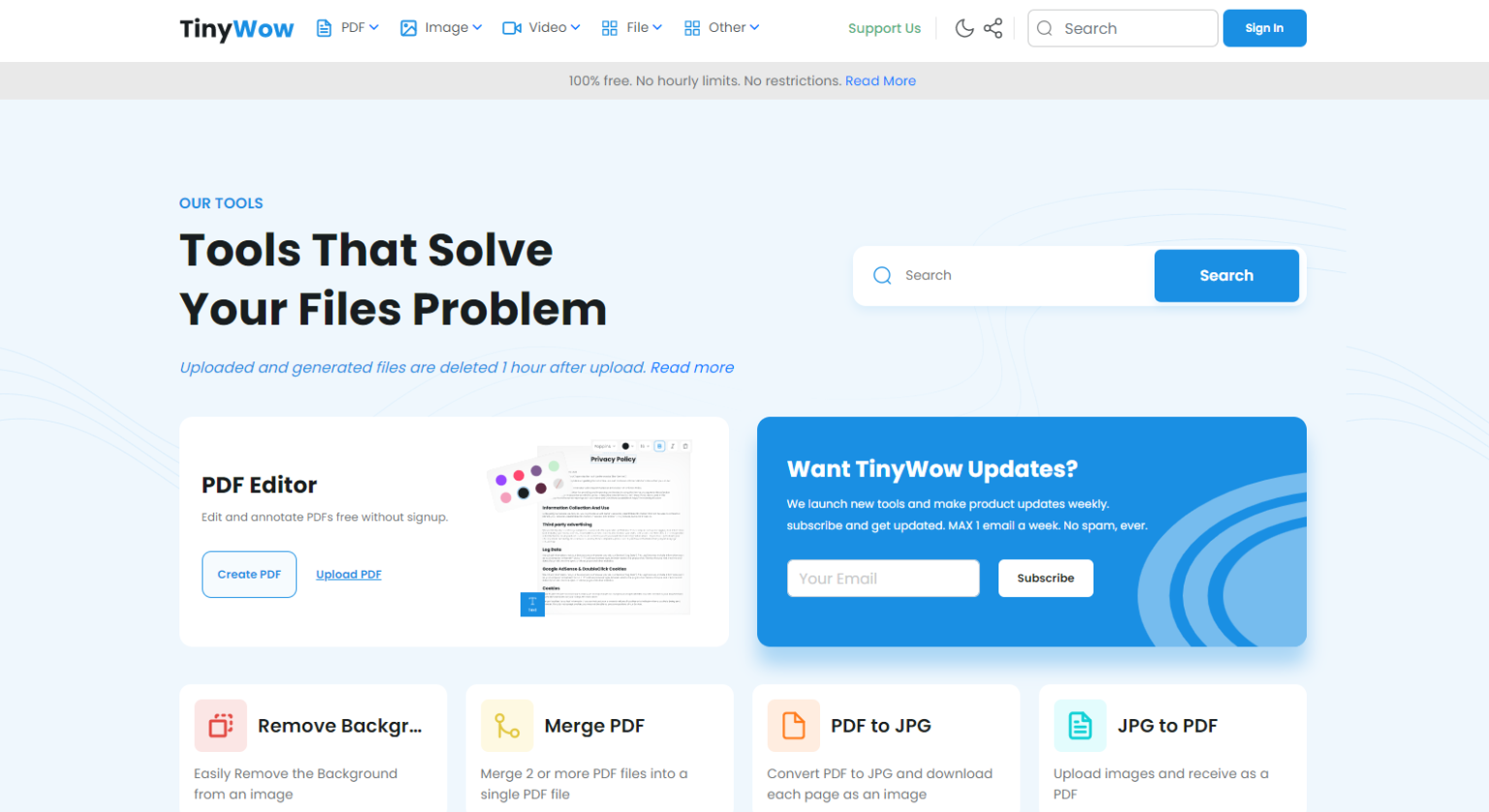 TinyWow 免費轉檔工具推薦，支援PDF、影片、圖片還能從FB下載影片！